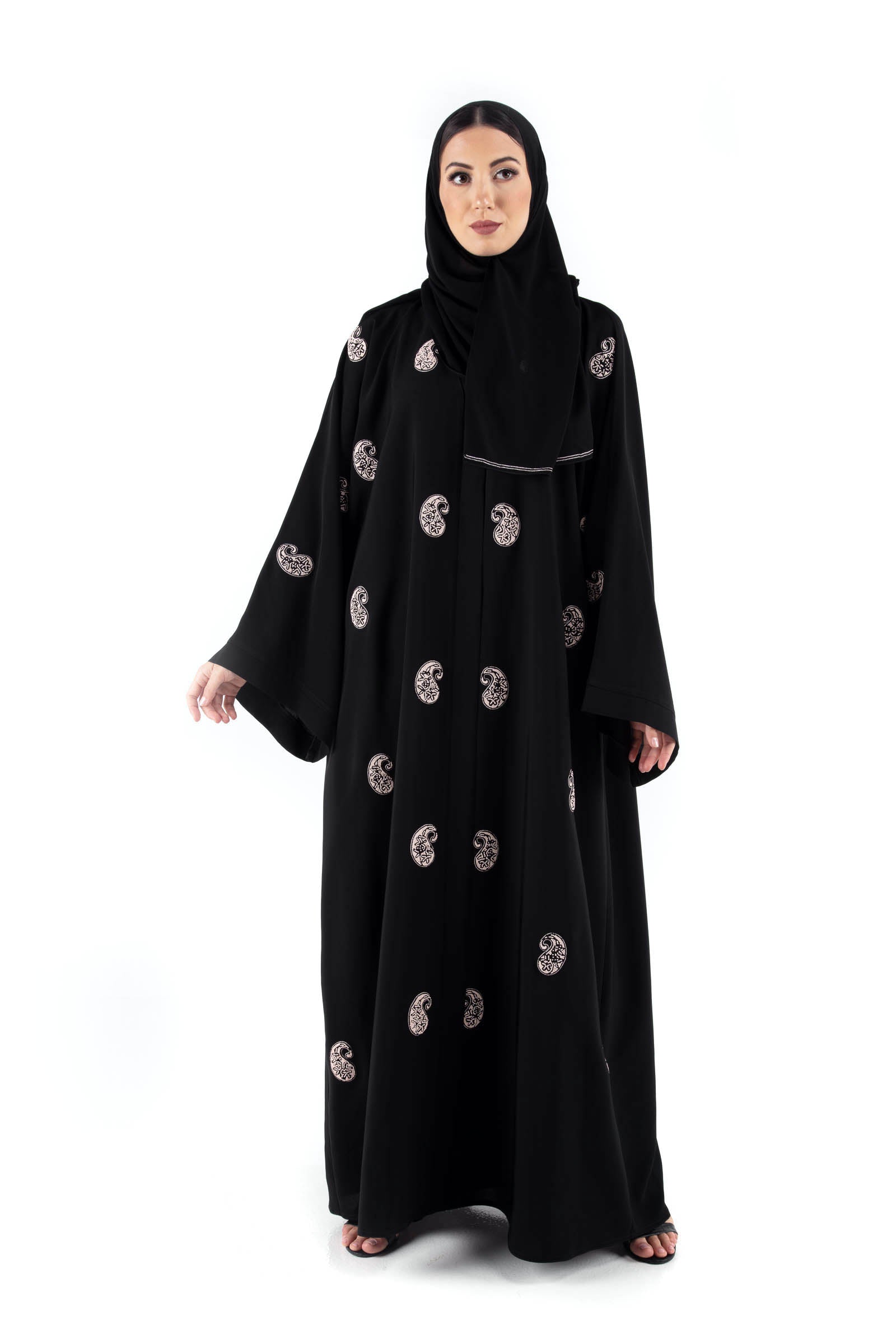 Plain Abaya with Sheila, Peach